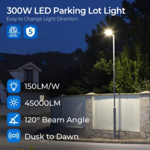 CINOTON 100W LED Canopy Light 2 Pack and 300W/240W/200W LED Parking Lot Light Slipfitter & Arm Mount1 Pack