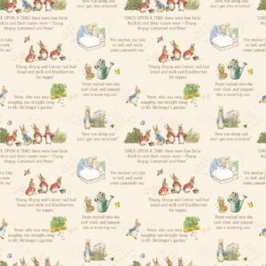 the tale of peter rabbit text cream fabric