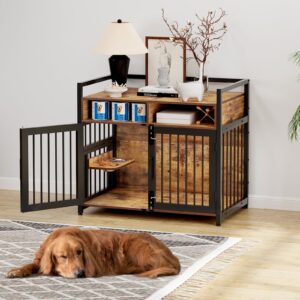 41" dog crate furniture with drawers,large wooden dog crate for large small medium dogs,metal indoor dog crate for pet