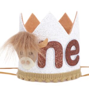 wutkyax cow 1st birthday crown,holy cow i’m one,farm birthday,cow 1st birthday crown for girls,holy cow western cowgirl first birthday decoration and decor,western cowboy birthday hat,photo props