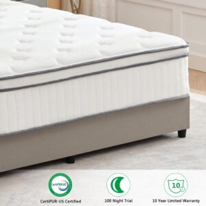 mikibama Full Size Mattress, 10 Inch Hybrid Full Mattress in a Box, Double Bed Mattress with Memory Foam and Pocket Spring,Tight Top Medium Firm Feel, 54"*75"*10"