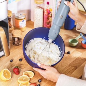 The Beautiful 2-Speed Immersion Blender with Chopper & Measuring Cup, Cornflower Blue by Drew Barrymore