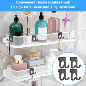 Qianyu 4Pcs Stainless Steel Shaver Hook Holder for Shower Wall Hanger Heavy Duty Waterproof Wall Hooks Bathroom Blade Shaver Holder for Men Women Towels Coat Hat