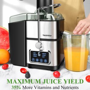 1200W 6-Speed Touch LCD Screen Centrifugal Juicer with 3.5" Big Wide Chute, Healnitor Juice Extractor Machines Vegetable and Fruit, Titanium Enhanced Filter, Easy Clean, BPA-Free, Silver