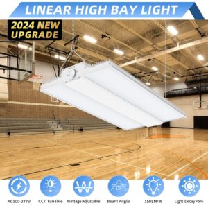 ADUB LED High Bay Light 240W 192W 144W, 1.63FT LED Warehouse Light 3000K 4000K 5000K, 36000LM, 400W LED High Bay Shop Light, 2.2 FT UL Listed LED High Bay Light 0-10V Dimmable