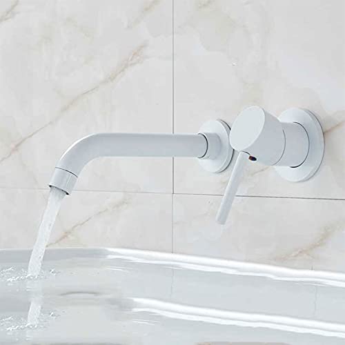 DUSJYOHRD Basin Faucet Wall Mounted 2 Hole Modern Wall-Mount Mixer Tap Bathroom Sink Faucet Swivel Wall Spout Bath with Single Lever Taps