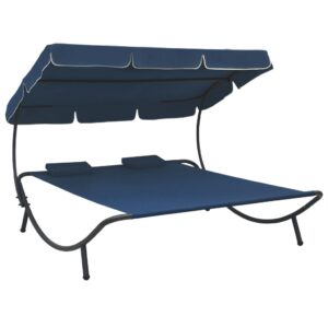 rindigoo patio seating patio lounge bed with canopy and pillows blue,double lounge bed with canopy and pillows weather resistant, durable, and stylish for outdoor relaxation and fun outdoor furniture