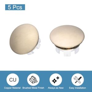 uxcell 5pcs Sink Overflow Rings, Bathroom Kitchen Basin Trim Bath Sink Hole Round Head Double Layer Brass Overflow Drain Cover Insert in Hole (Gold Tone, White)