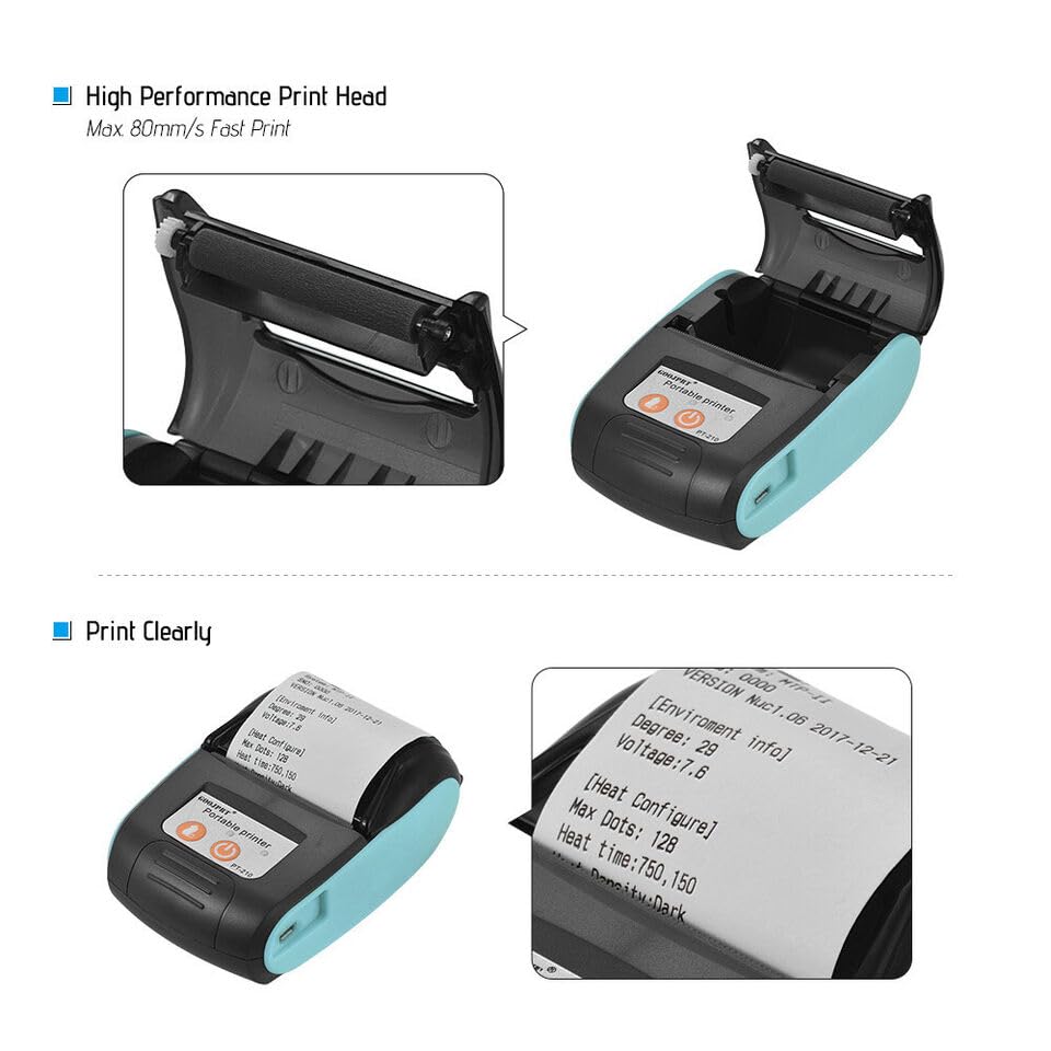 YEEHOU Portable Thermal Printer Handheld 58mm Receipt Printer BT Wireless K8W8