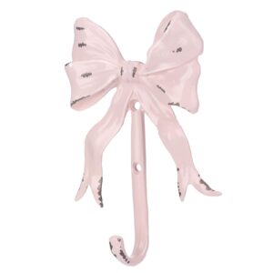 croblissful coquette pink bow hook iron bow knot wall hook home decorative hook door hanger towel hook for coat hat towel multi-purpose hooks bathroom kitchen living room home decor, 5.31 x 3.74 inch