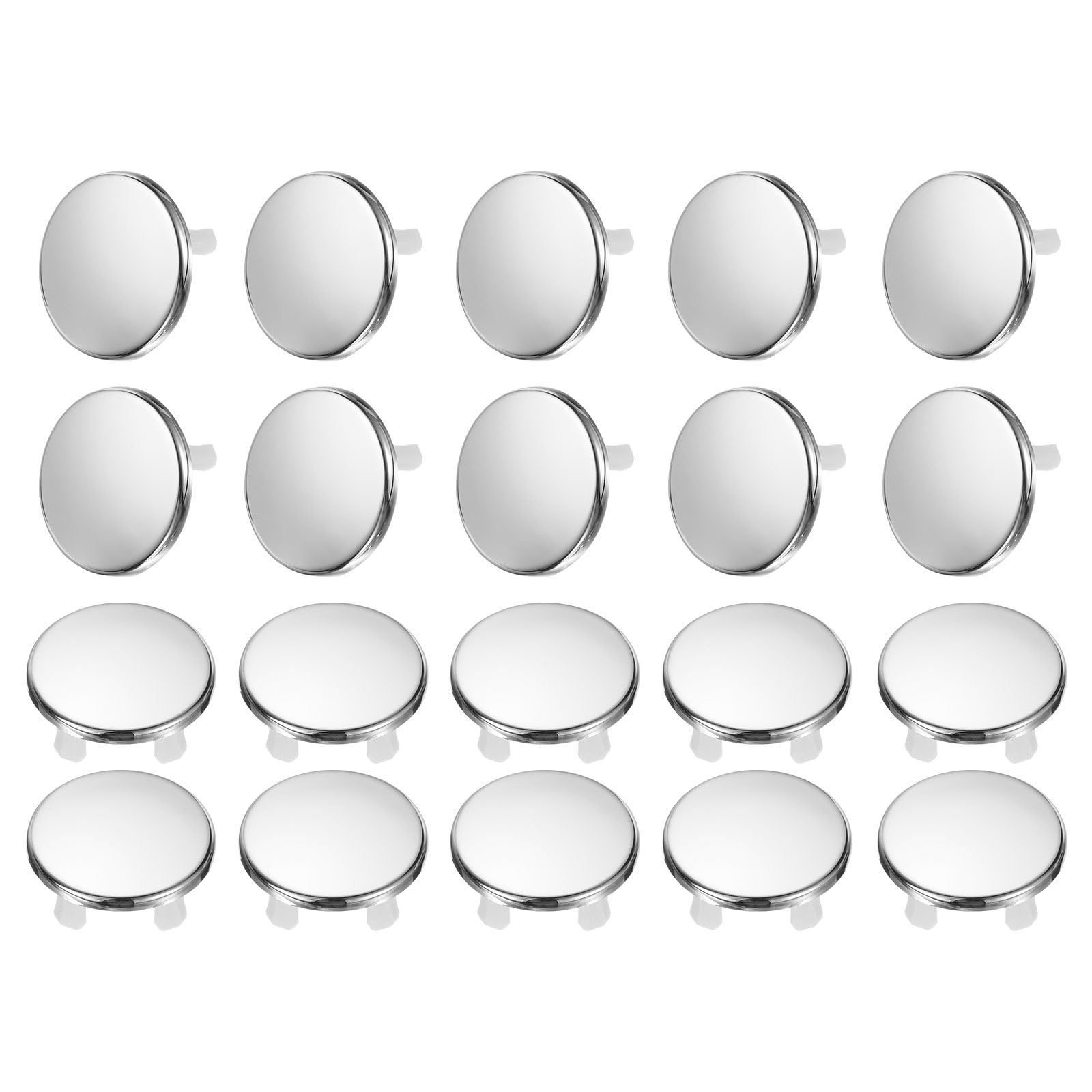 uxcell 20pcs Sink Overflow Rings, Bathroom Kitchen Basin Trim Bath Sink Hole Round Single Layer Plastic Overflow Drain Cover Insert in Hole (Silver Tone)