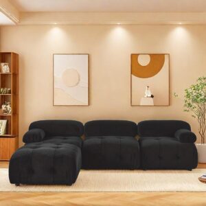 chicfurnit couch, l-shaped sectional sofa, modular sectional sofa with reversible ottoman, button tufted designed sofa couch with foam cushions, reversible sectional couches for living room, black