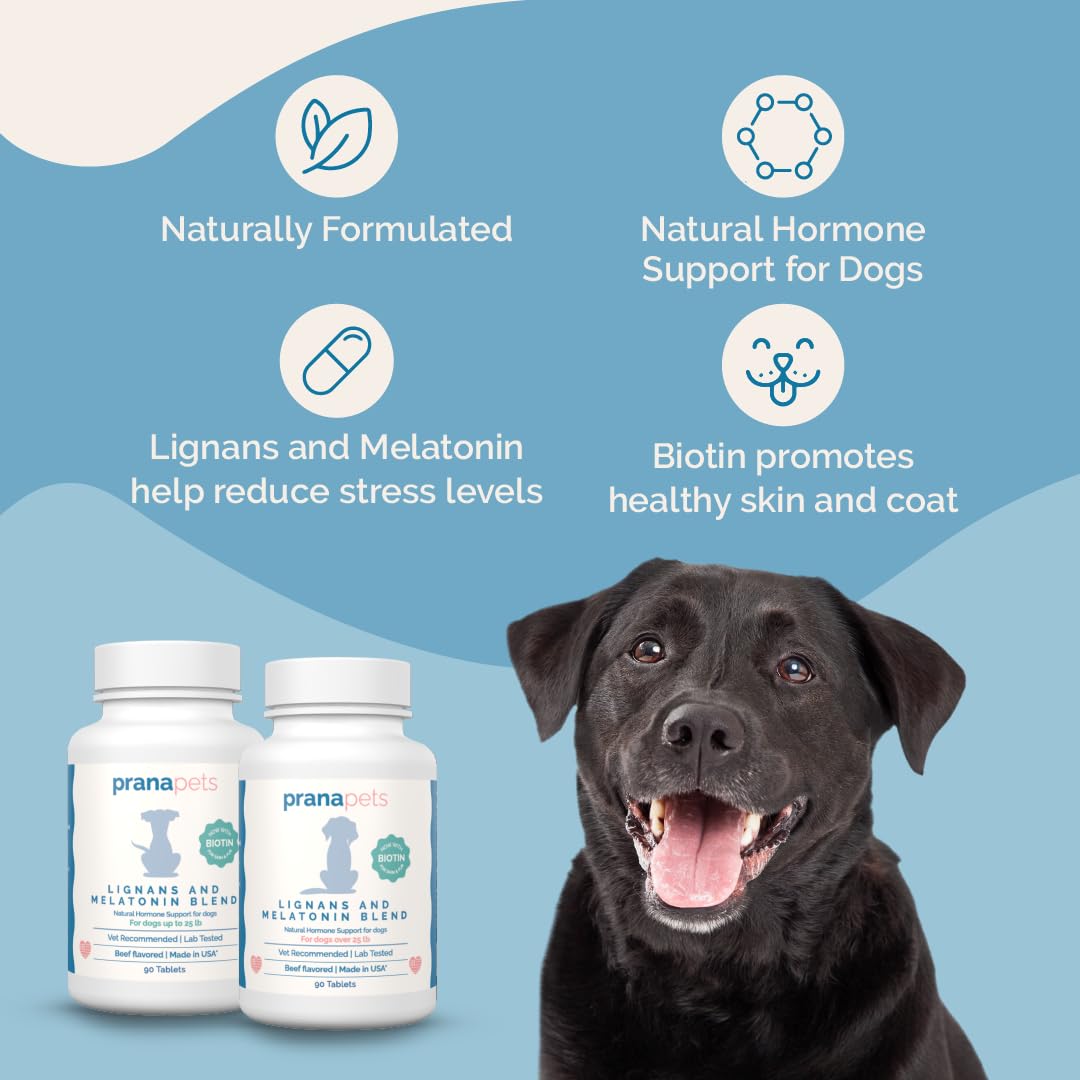 PranaPets Lignans & Melatonin with Biotin Blend Naturally Aids in Relieving Symptoms of Cushing’s in Dogs up to 25 lb | Promote Healthy Balance & Overall Well-Being