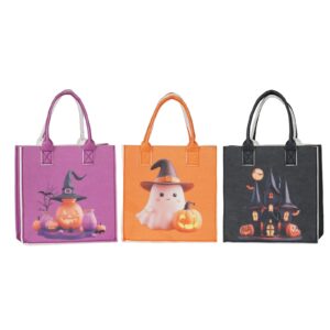 jiwinner 3pcs halloween treat bags for candy - 8×8×4“ halloween bags with handles - reusable halloween candy bags - durable halloween bags for trick or treat