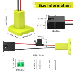 Kzreect Power Wheels Battery Adapter for Ryobi 18V Battery with Wire Harness Connector, Compatible with Fisher-Price Power Wheels, Battery Converter with 12AWG Wire, Fuses Holder & 30A Fuses