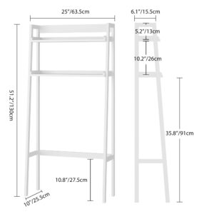 HITHOS Over The Toilet Storage Rack, 2-Tier Freestanding Bathroom Organizer, Wooden Bathroom Space Saver Toilet Rack for Home Office, White