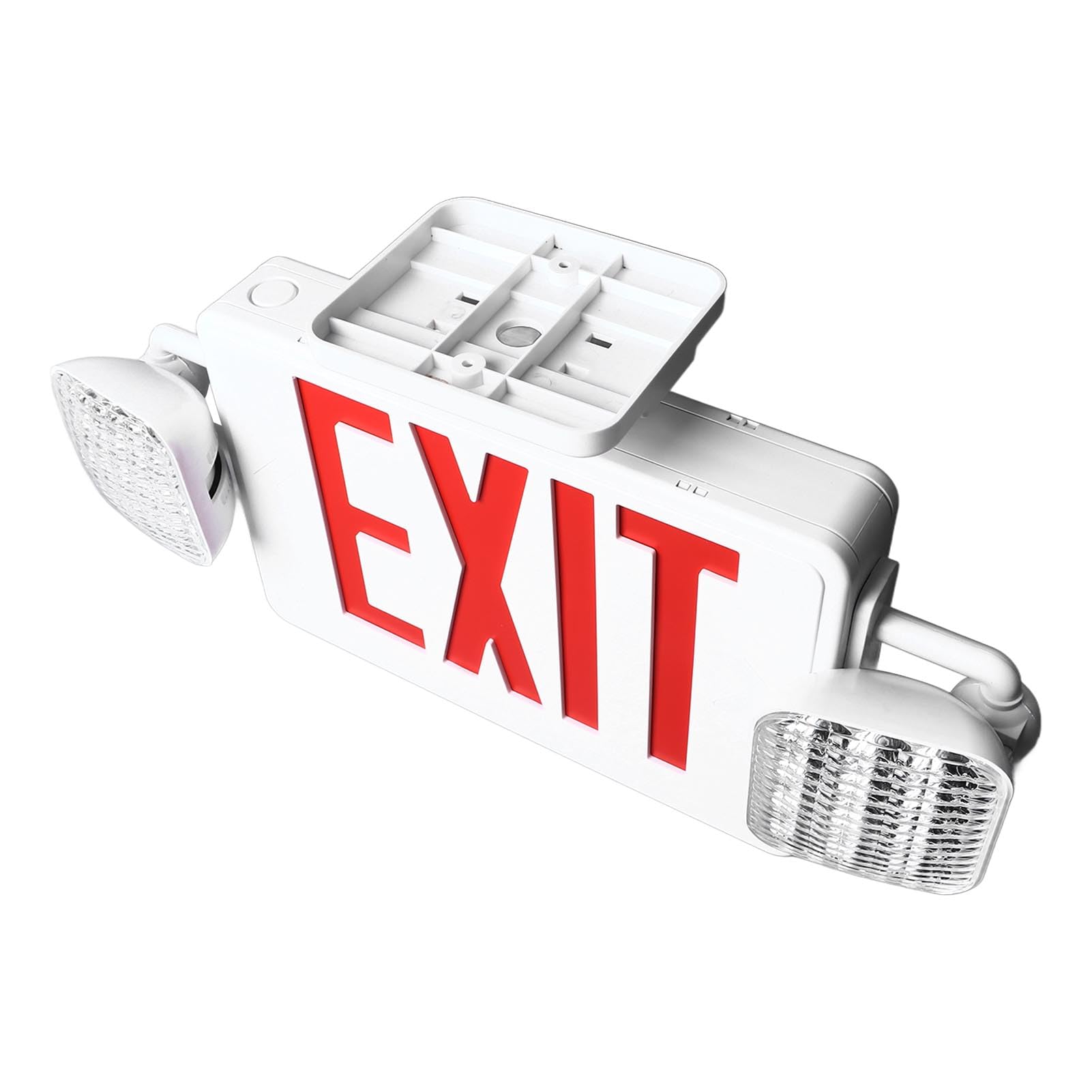 Led Exit Signs With Emergency Lights, Emergency Exit Sign With 2 Emergency Light AC85 to 265V for Schools, Churches, Hospitals