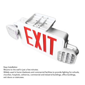 Led Exit Signs With Emergency Lights, Emergency Exit Sign With 2 Emergency Light AC85 to 265V for Schools, Churches, Hospitals