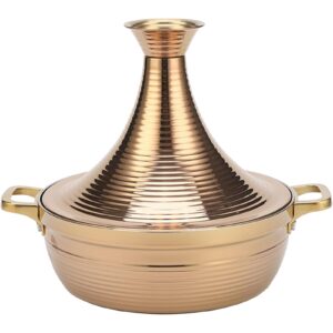 jixdilo moroccan tagine cooking pot,stainless steel non stick moroccan casserole with 2 handles,large moroccan cooker handmade tagine pot with cone-shaped lid(27cm, rose gold)