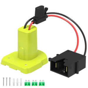 kzreect power wheels battery adapter for ryobi 18v battery with wire harness connector, compatible with fisher-price power wheels, battery converter with 12awg wire, fuses holder & 30a fuses