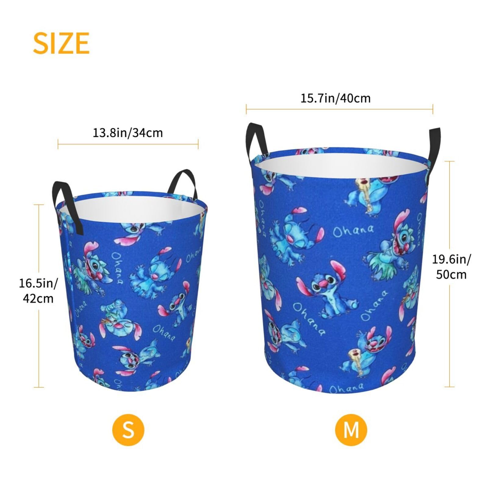 VLHENCD Cartoon Laundry Basket with Handles, Waterproof Laundry Hamper Organizer Basket for Clothes Toys Medium