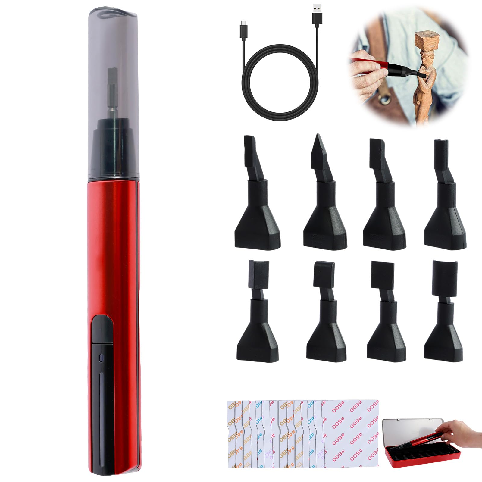 Mini Reciprocating Sander, Electric Sanding Pen, Mini SanderMini Reciprocating Sander Set, Rechargeable Adjustable Sanding Pen Polishing Machine for Grinding Polishing Surfaces