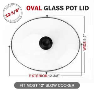 Oval Glass Lid 6 Quart Fit for Hamilton Beach 6qt Slow Cooker 33665G, Crock Pot Replacement lid, Slow Cooker Crock pot Lid Replacement Part, 1 Pack