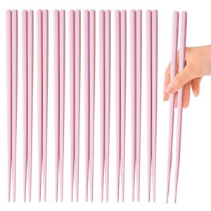 10 pairs fiberglass chopsticks reusable,cute reusable chopsticks,9 inch(pink chop sticks reusable dishwasher safe）