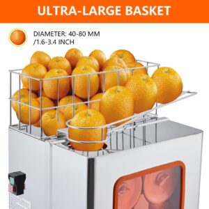 Commercial Juicer Machine, 110V 120W Orange Squeezer for 22-30 per Minute, SUS 304 Tank Stainless Sugar Cane Juicer Machine for Lemon, Sugar Cane, Orange