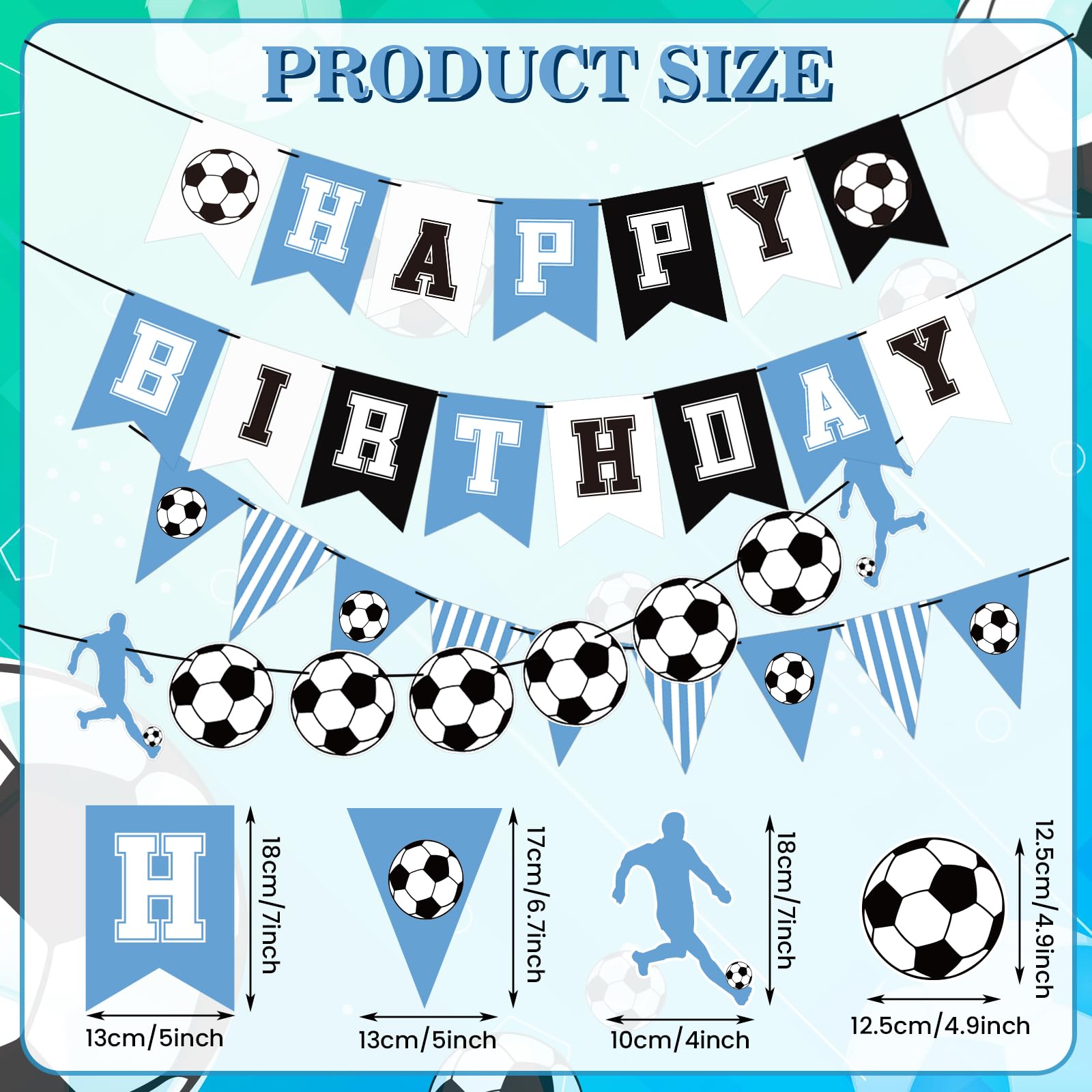 Soccer Birthday Party Decorations for Boys Men, Blue Soccer Happy Birthday Banner Sport Football Birthday Backdrop Background Photo Props for Soccer Ball Theme Birthday Party Favors Decor Supplies