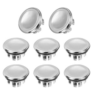 uxcell 8pcs sink overflow rings, bathroom kitchen basin trim bath sink hole round double layer plastic overflow drain cover insert in hole (silver tone)