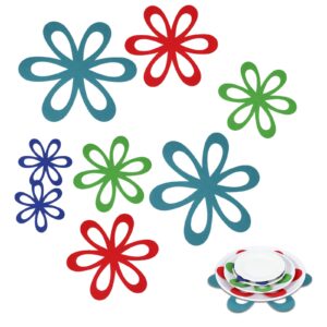 oruola 8pcs pan protectors,4 different sizes color flower pan protectors for stacking,0.08in thickness felt pot protectors for stacking and protecting glassware, cookware and more,6in 8in 10in 12in