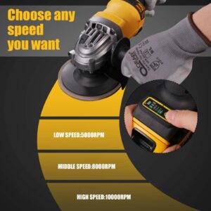 Cordless Angle Grinder Compatible with DEWALT 20V MAX Battery4-1/2" Blades Brushless Grinder,3 Variable Speed Up to 10000 RPM Battery Powered Angle Grinde,For Cutting, Griding, Polishing (No Battery)