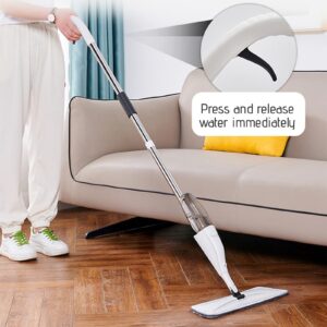 Mops for Floor Cleaning, Floor Mop, 360° Rotating Spray Mop, Microfiber Mop with 1 Washable Pads and Reusable Bottles, Home Or Commercial Use Dry Wet Flat Mop for Hardwood Laminate Wood Ceramic