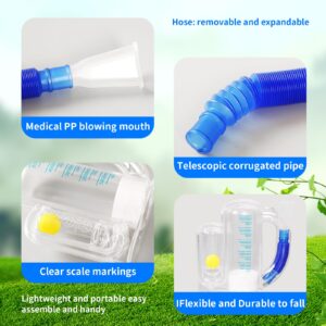 Incentive Spirometer (BLUE-001),Deep Breathing Trainer for Adults,Breathing Exercise Device for Lungs,5000ml Capacity Measurement with Flow Indicator