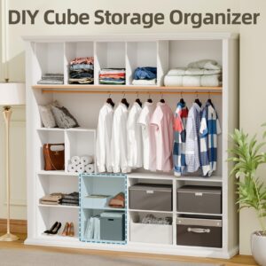 infurnic 2 Cube Storage Organizer Shelves, Stackable Wood Bookcase Fits Cubby Bins for Organization, Dorm Teen Room Decor & Home Office, White