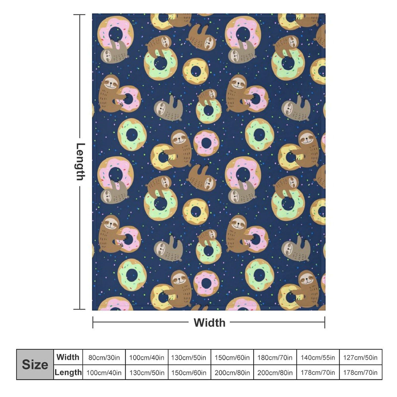 Sloths and Donuts Decor Throw Blanket Gifts for Girls Boys Super Warm Soft Plush Lightweight Bedding Blankets for Couch Bed Sofa Office Decor All Season 60"X50"