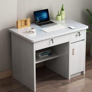 jixdilo home office writing desk with drawers,wood computer desk vanity desk study table desk with storage,modern workstation desk for bedroom living room(31.5" l x 19.7" w x 29.5" h, gray)