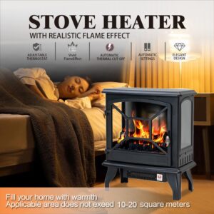 Panana Electric Fireplace Heater Portable Stove Heater Freestanding Fireplace, 5300 BTU, Realistic Flame Effect