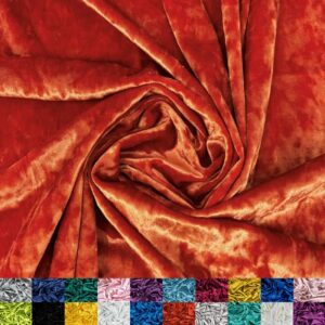 ice fabrics stretch crushed velvet fabric by the yard - 60/62" wide soft velvety fabric for sewing apparel, upholstery, curtains & decor - 250 gsm - 20% vertical stretch - orange - 1 yard