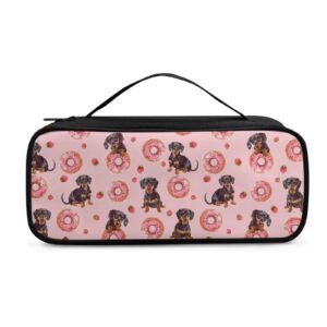 gomyblomy dachshund donuts print stethoscope case with extra mesh pocket for nursing accessories, lightweight stethoscope carrying case storage bag fit for most stethoscopes