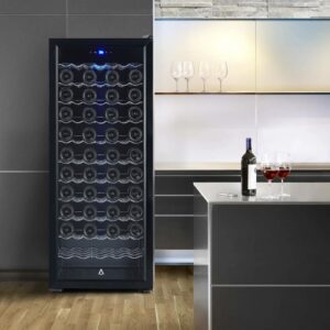 eliteedge 48" large single zone wine fridge, 80 bottle wine cooler refrigerator with intelligent digital temperature control, low noise operation, freestanding wine refrigerator (115v/60hz)