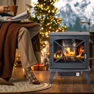 Panana Electric Fireplace Heater Portable Stove Heater Freestanding Fireplace, 5300 BTU, Realistic Flame Effect