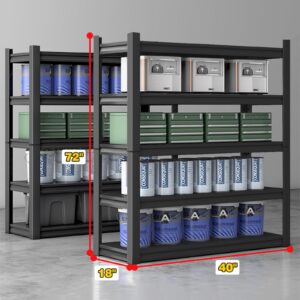 5-Tier Garage Shelving,Storage Shelves Loads 2020LBS Heavy Duty Shelving and Standing Shelf Units,Adjustabl Metal Garage Shelving,72''H*40''W*18''D Storage Shelves for Industry Underground Storage