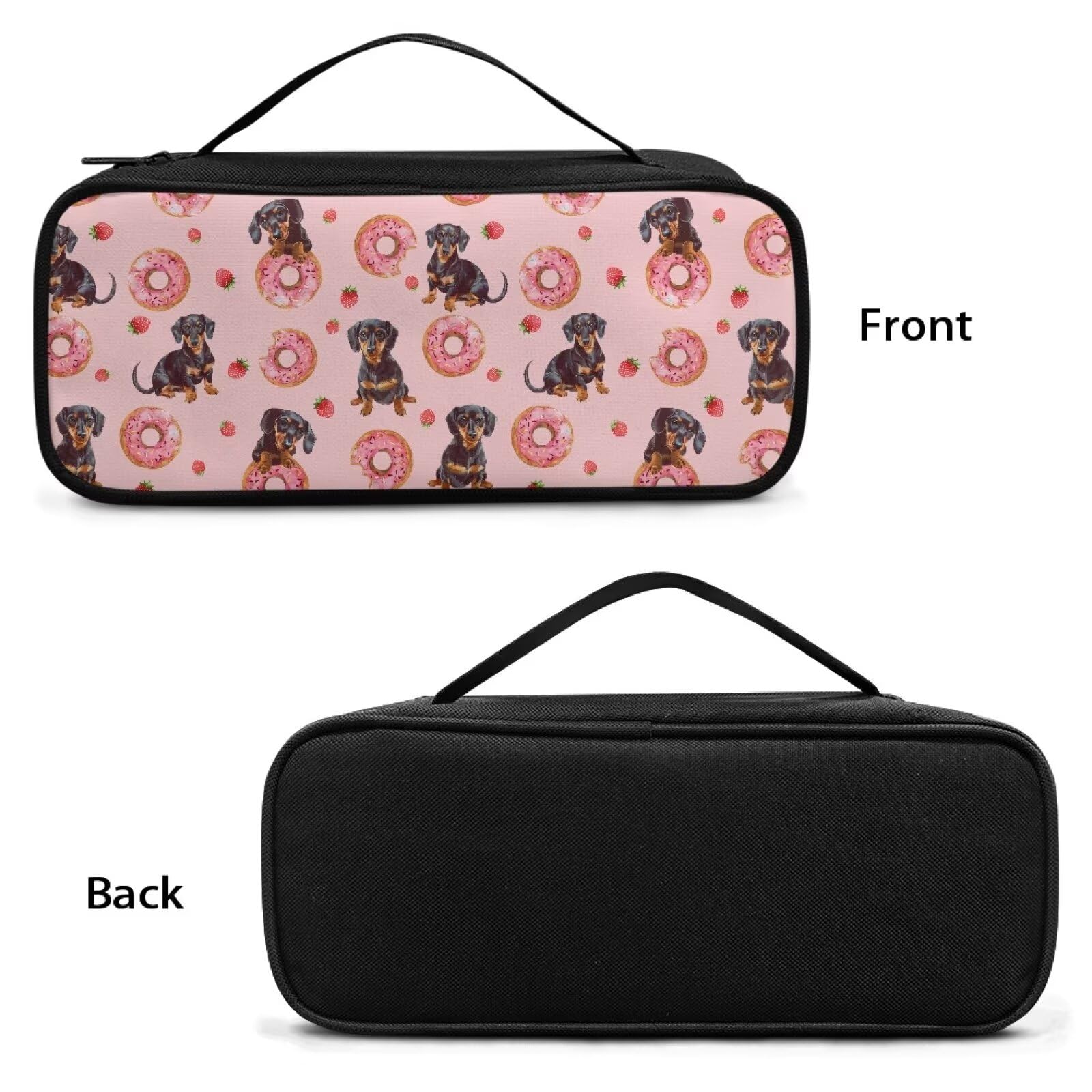 Gomyblomy Dachshund Donuts Print Stethoscope Case with Extra Mesh Pocket for Nursing Accessories, Lightweight Stethoscope Carrying Case Storage Bag Fit for Most Stethoscopes