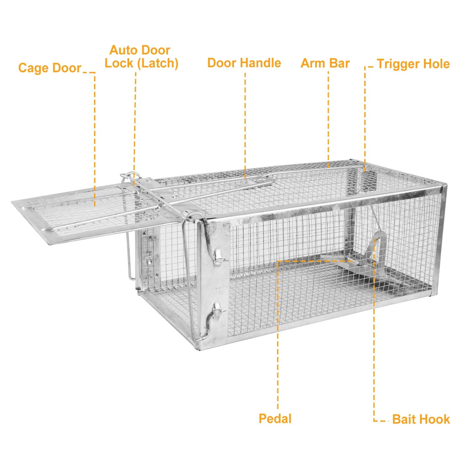 TeqHome Humane Rat Trap, Small 1-Door Live Chipmunk Trap That Work for Indoor and Outdoor, Easy to Catch and Release Live Animal Trap Mouse Cage Trap for Rodents Mice Voles Hamsters, Reusable & Metal