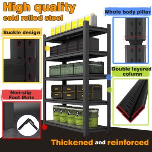 5-Tier Garage Shelving,Storage Shelves Loads 2020LBS Heavy Duty Shelving and Standing Shelf Units,Adjustabl Metal Garage Shelving,72''H*40''W*18''D Storage Shelves for Industry Underground Storage