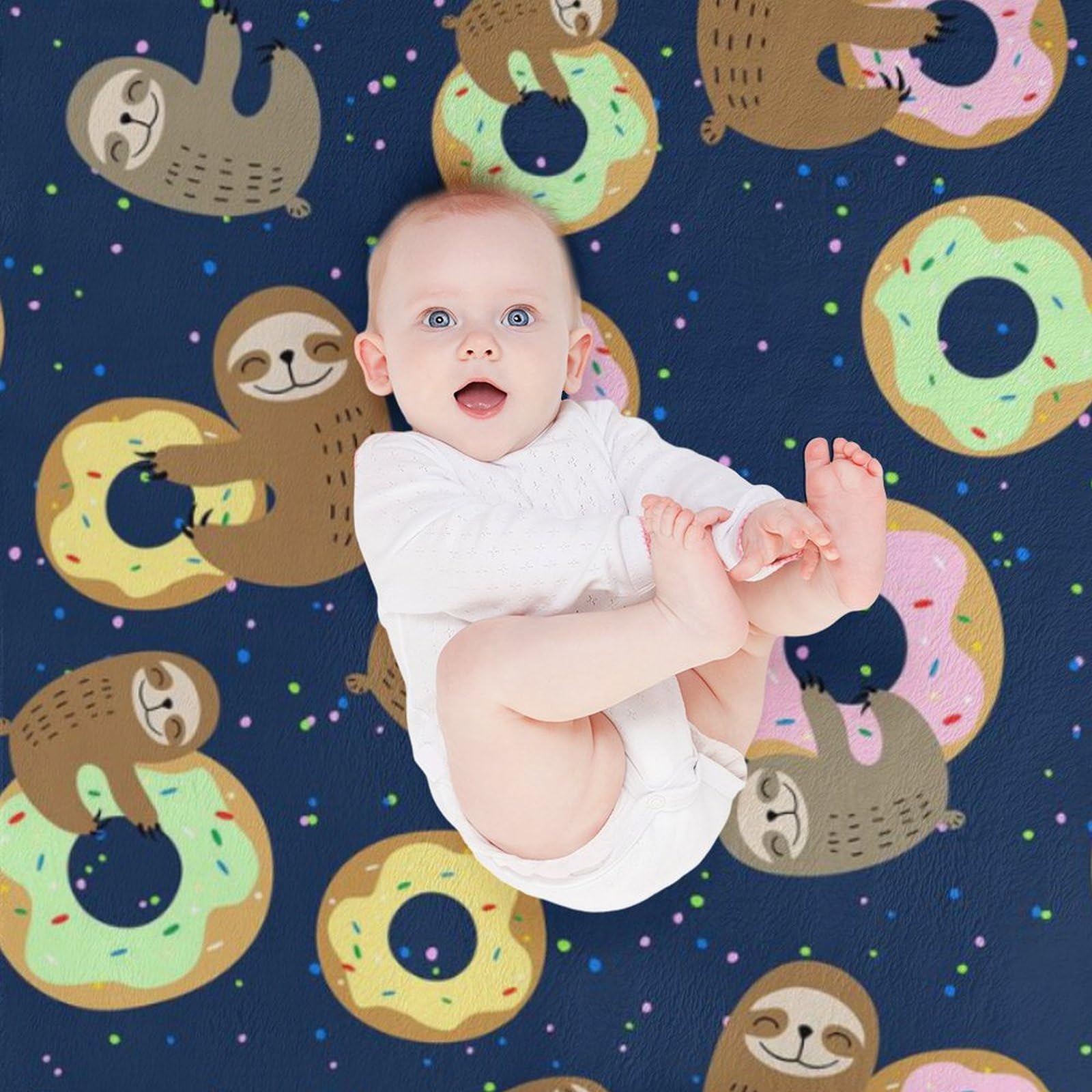 Sloths and Donuts Decor Throw Blanket Gifts for Girls Boys Super Warm Soft Plush Lightweight Bedding Blankets for Couch Bed Sofa Office Decor All Season 60"X50"