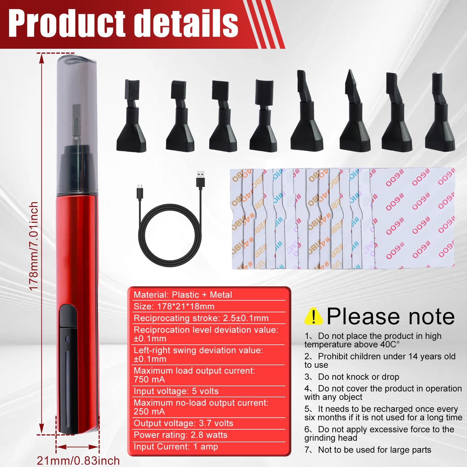 Mini Reciprocating Sander, Electric Sanding Pen, Mini SanderMini Reciprocating Sander Set, Rechargeable Adjustable Sanding Pen Polishing Machine for Grinding Polishing Surfaces