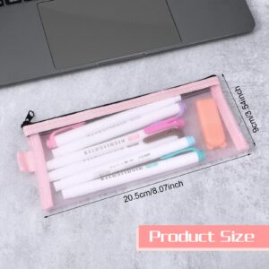 COMNICO 5pcs Pencil Case Pencil Pouch, Clear Exam Pen Bag Simple Nylon Mesh Zipper Pencil Bag Makeup Bag Portable Office Stationery Storage Pouch for Adults